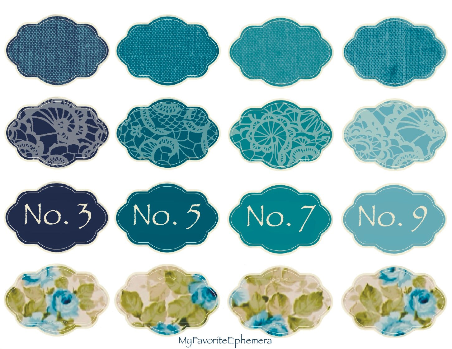32 BLUE ROSE LABELS, Texture, Numbers, Vintage Wallpaper and Fabric ...