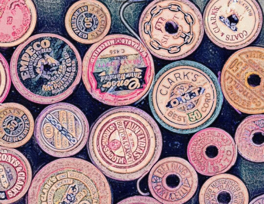 Thread Wood Spools Original Digital Art for Artwork Scrapbook - Etsy