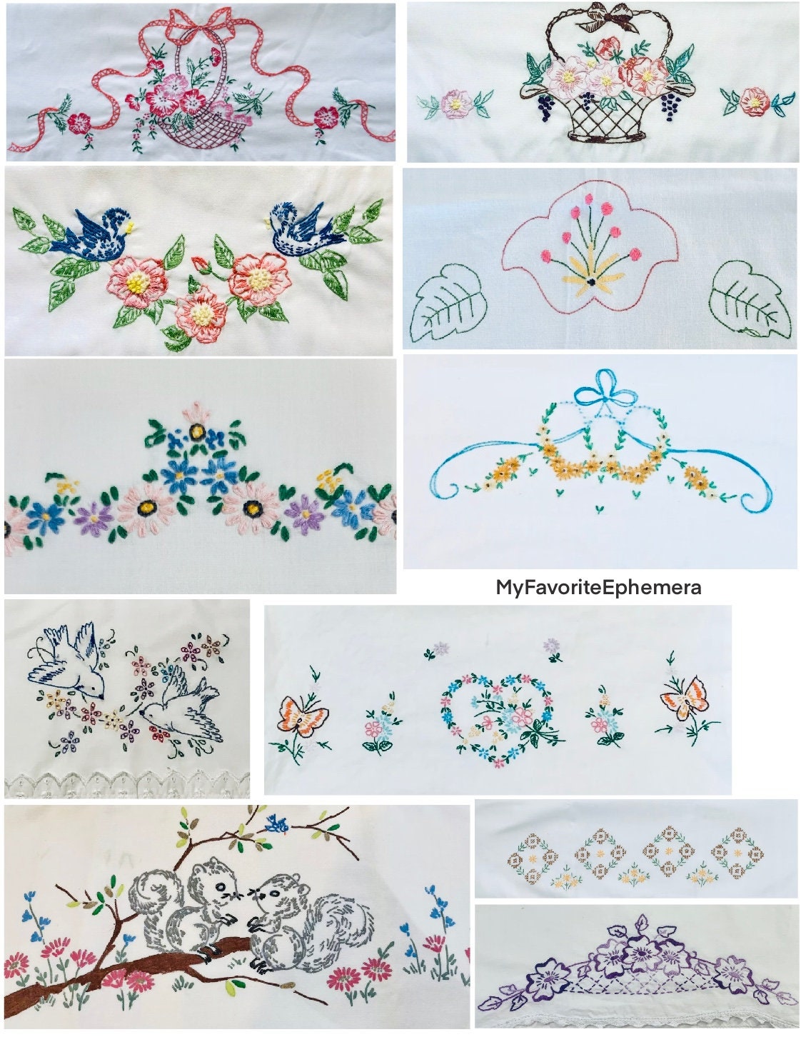 10 Pages Vintage Embroidered Samples Embroidery Ephemera | Etsy