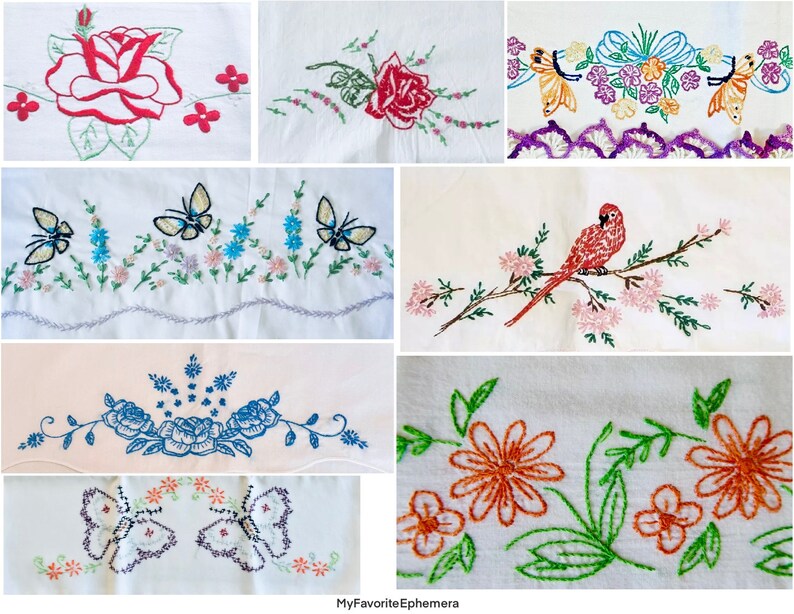 10 Pages Vintage Embroidered Samples Embroidery Ephemera - Etsy