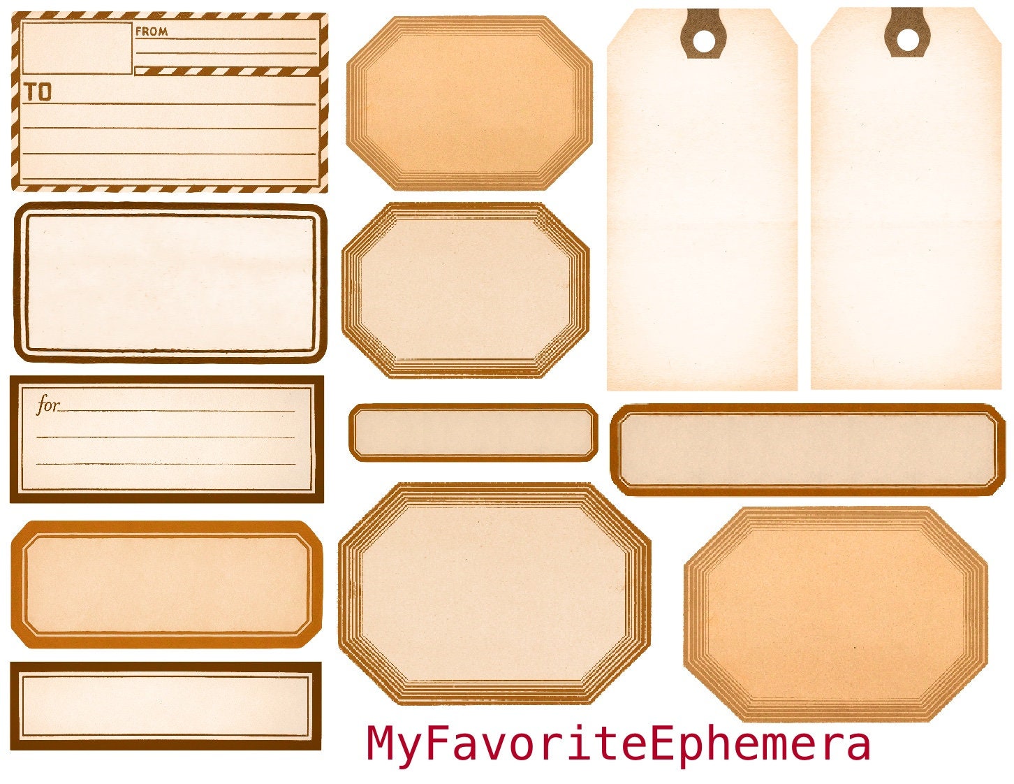 4 Pages of Red and Brown BLANK LABELS Journaling Spots for - Etsy