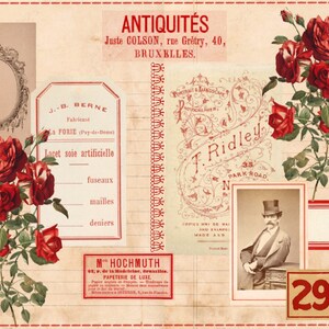 5 Junk Journal Pages, RUBY RED ROSE Vintage Journal Making, Journaling ...