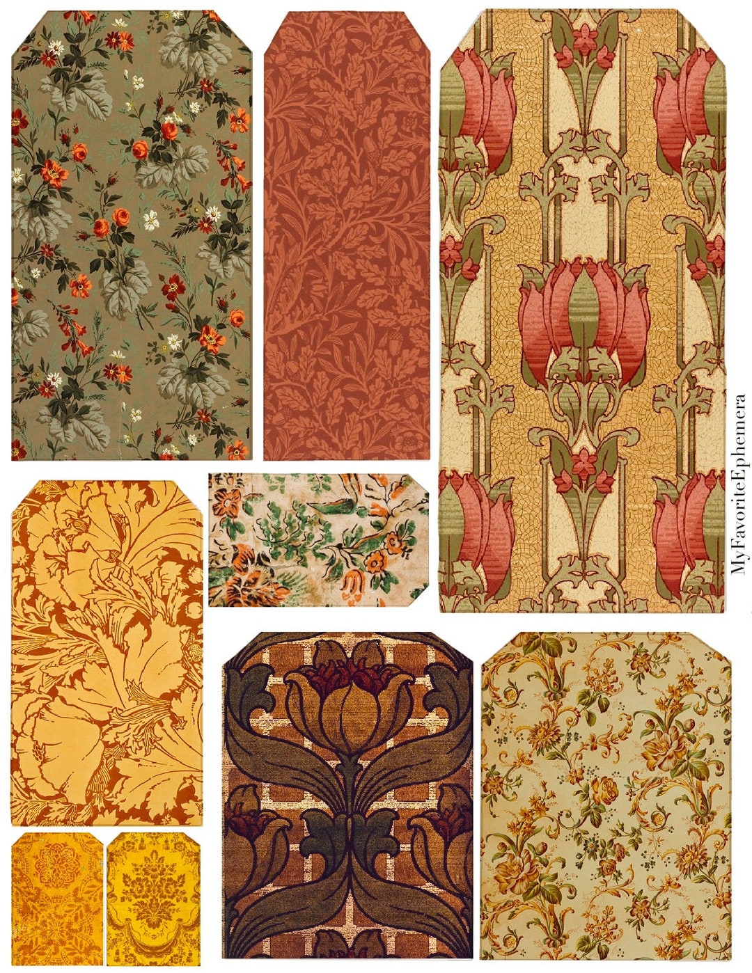 SET of 9 JOURNAL TAGS for Handmade Junk Journals, Journaling, Collage ...