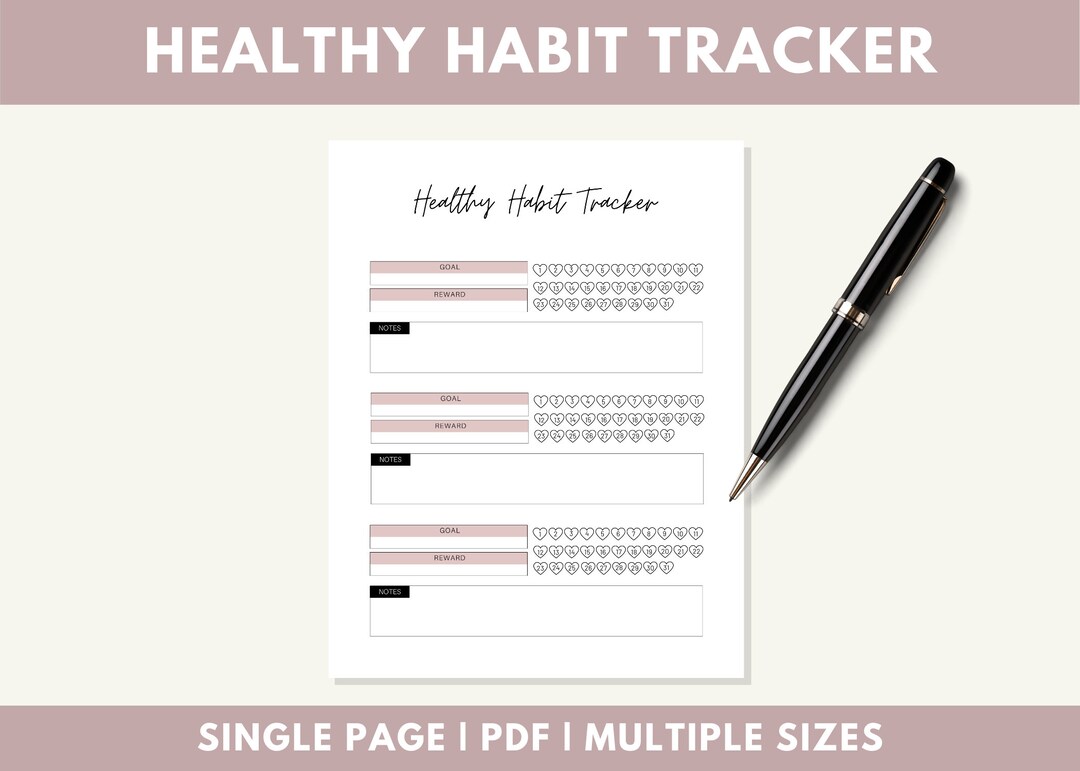 Habit Tracker, Habit Tracker Printable, Fitness Journal, Health Planner ...