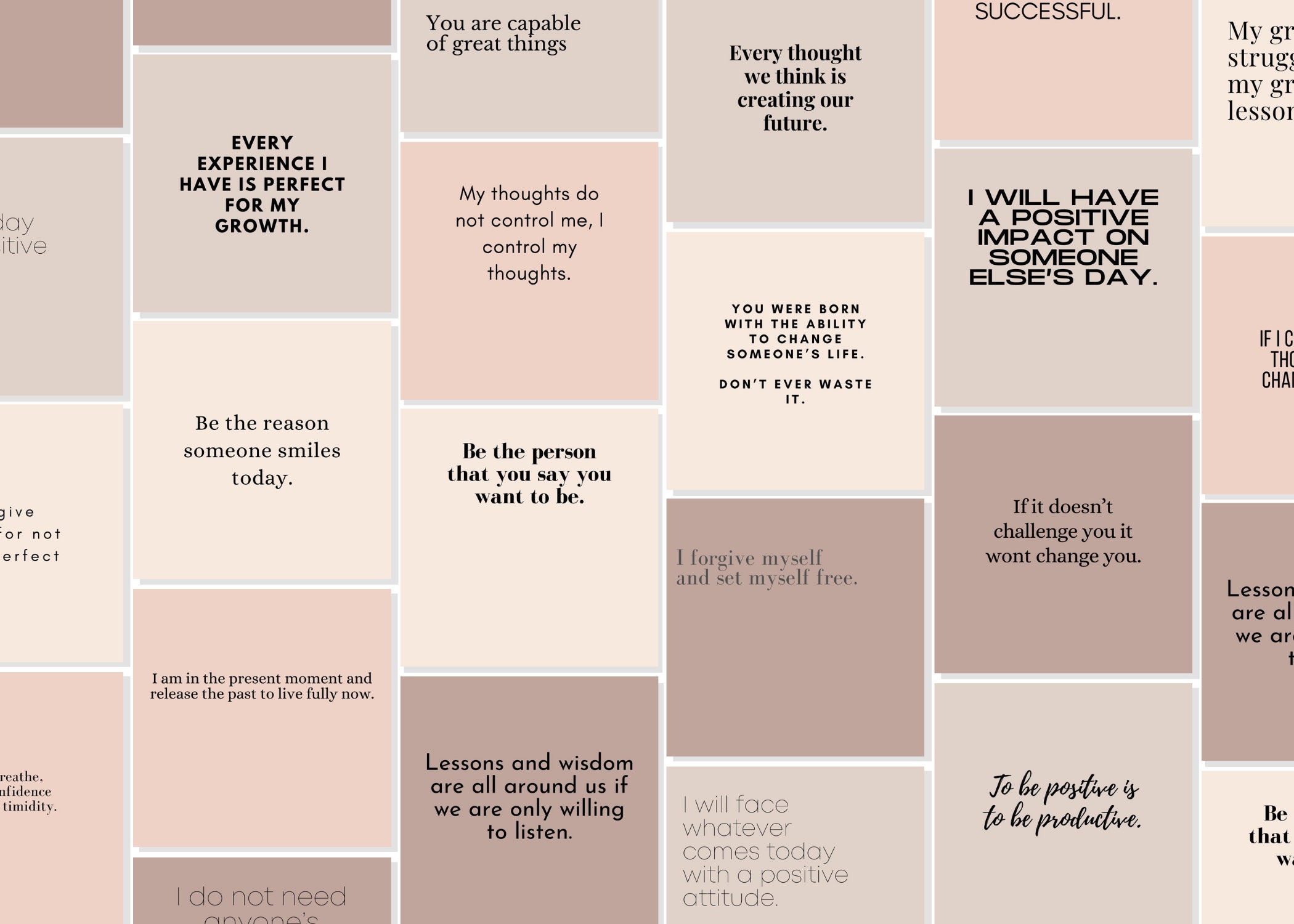 30 Positive Self Care Quote Posts Volume 1 in Neutral Tones | Etsy