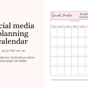 Social Media Planning Calendar, Social Media Planner, Instagram, A5, A4 ...