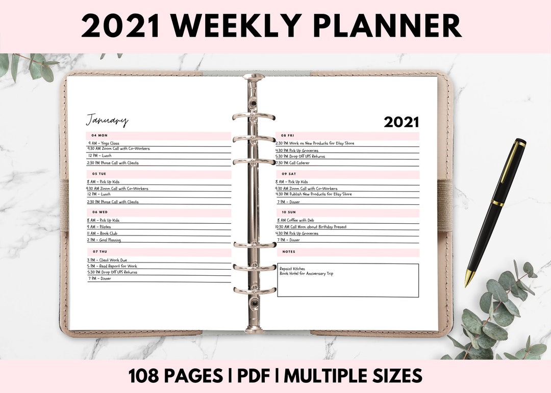 2021 Weekly Planner to Do List Daily Planner Weekly Schedule A4 Letter ...