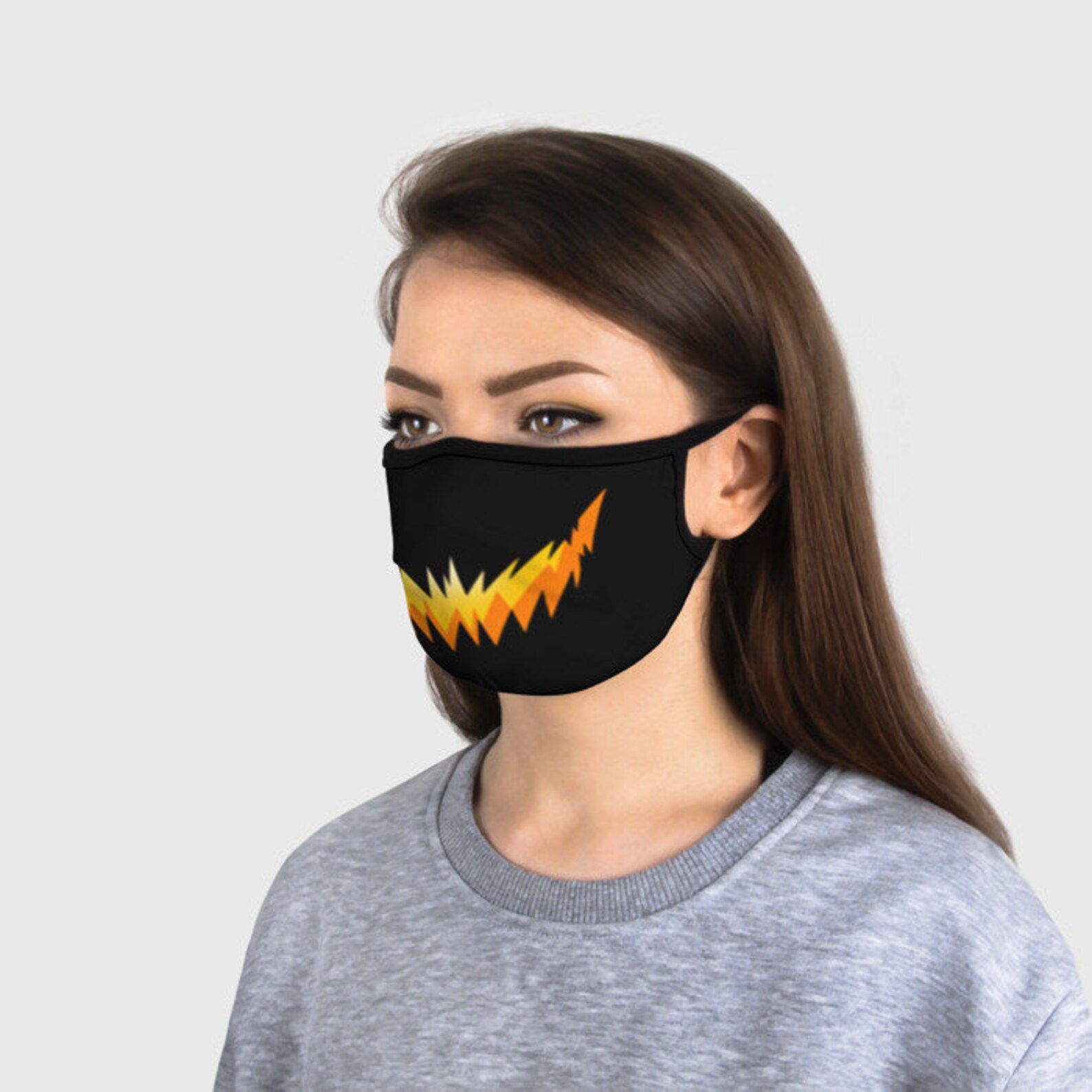 Evil Grin Face Mask Halloween Pumpkin Mask Reusable | Etsy