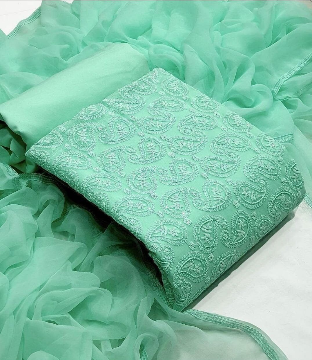 Chikankari Lucknowi Suits Indian Style Hand Embroidery Work - Etsy