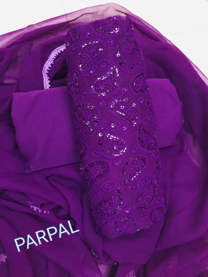 Chikankari Lucknowi Suits Indian Style Hand Embroidery Work - Etsy