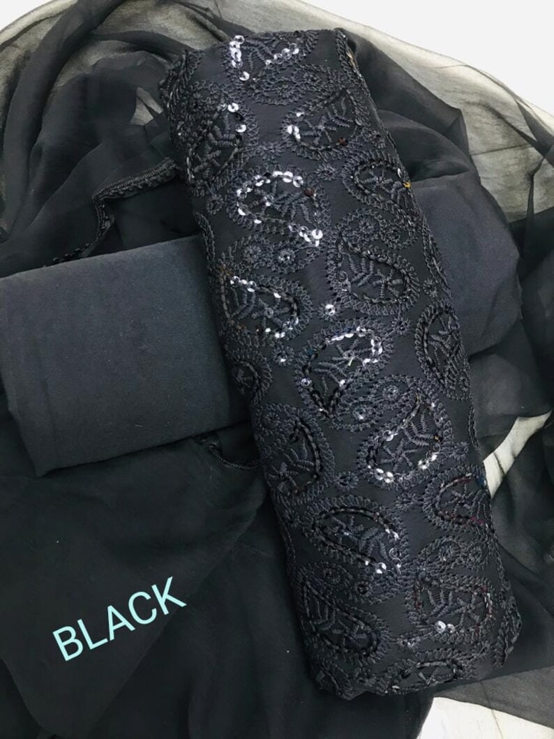 Chikankari Lucknowi Suits Indian Style Hand Embroidery Work - Etsy