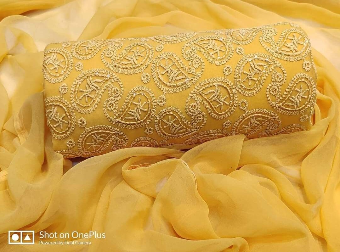 Chikankari Lucknowi Suits Indian Style Hand Embroidery Work - Etsy