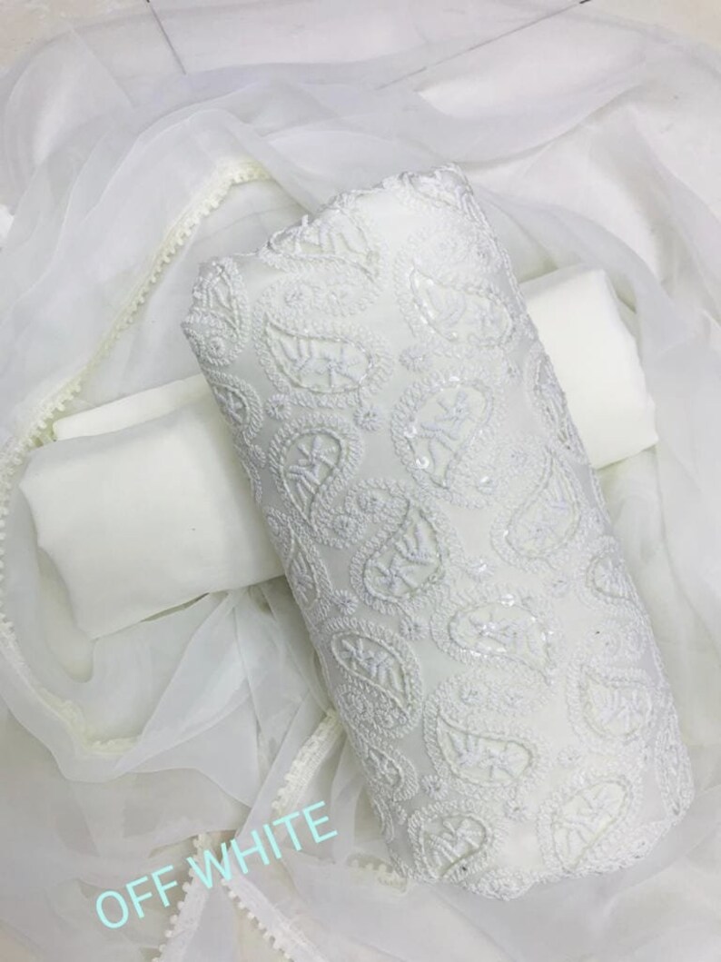 Chikankari Lucknowi Suits Indian Style Hand Embroidery Work - Etsy
