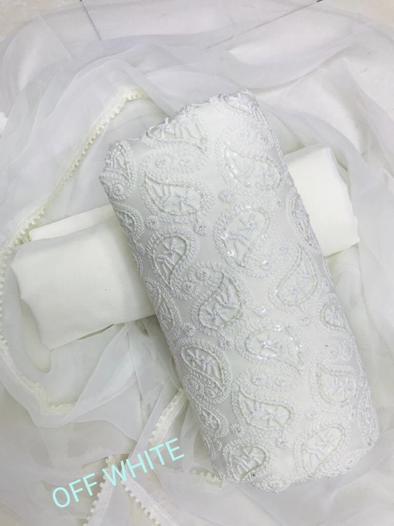 Chikankari Lucknowi Suits Indian Style Hand Embroidery Work - Etsy