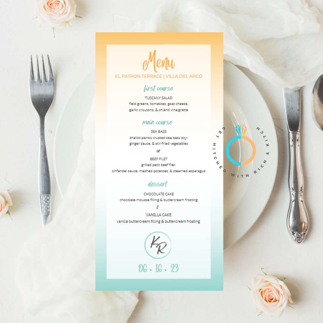 Wedding Reception Dinner Menu | Customizable Canva Template ...