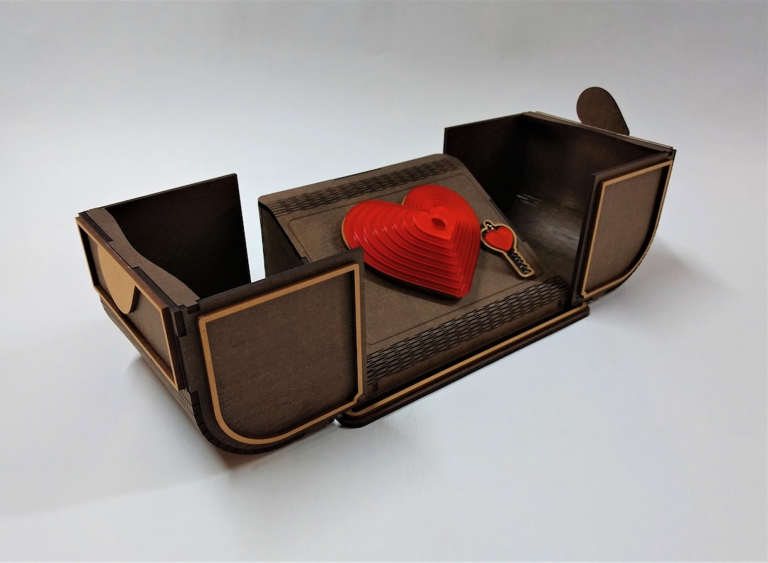 Heart Shaped Safe, Digital File, Laser Cut Ring Box (dxf, Cdr, Svg, Eps ...