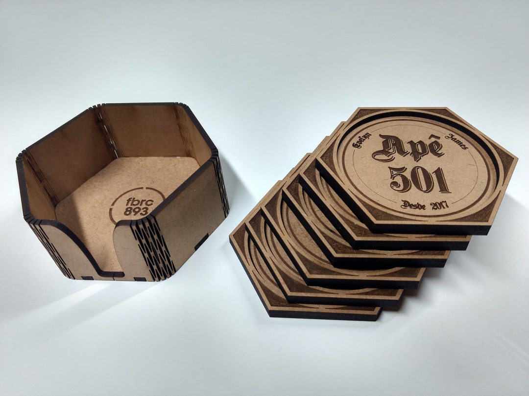 Laser Cut Wooden Coasters Vector File: CNC Router Template (digital ...