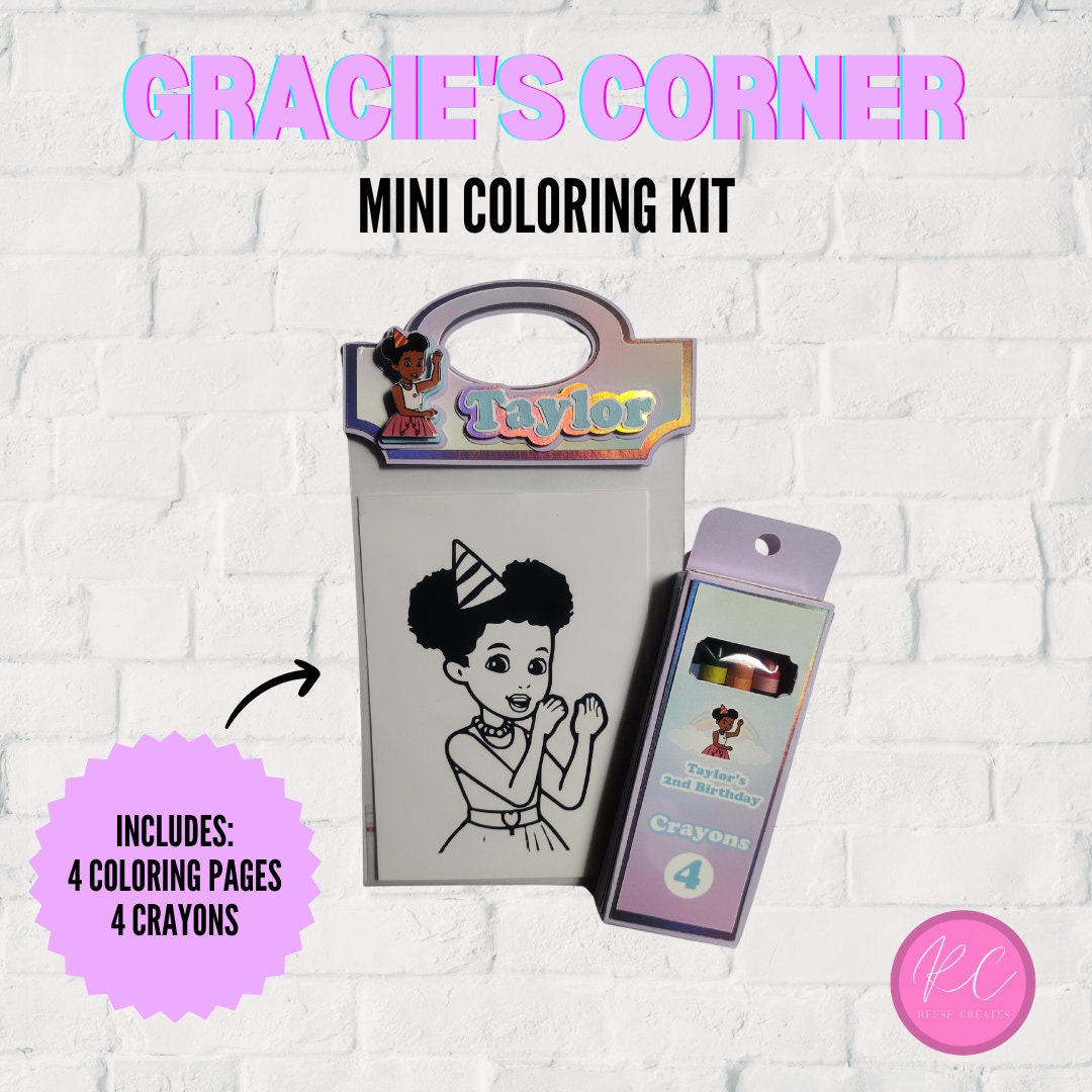 Custom Coloring Kit Gracie Coloring Packs Birthday Party Coloring Pages ...