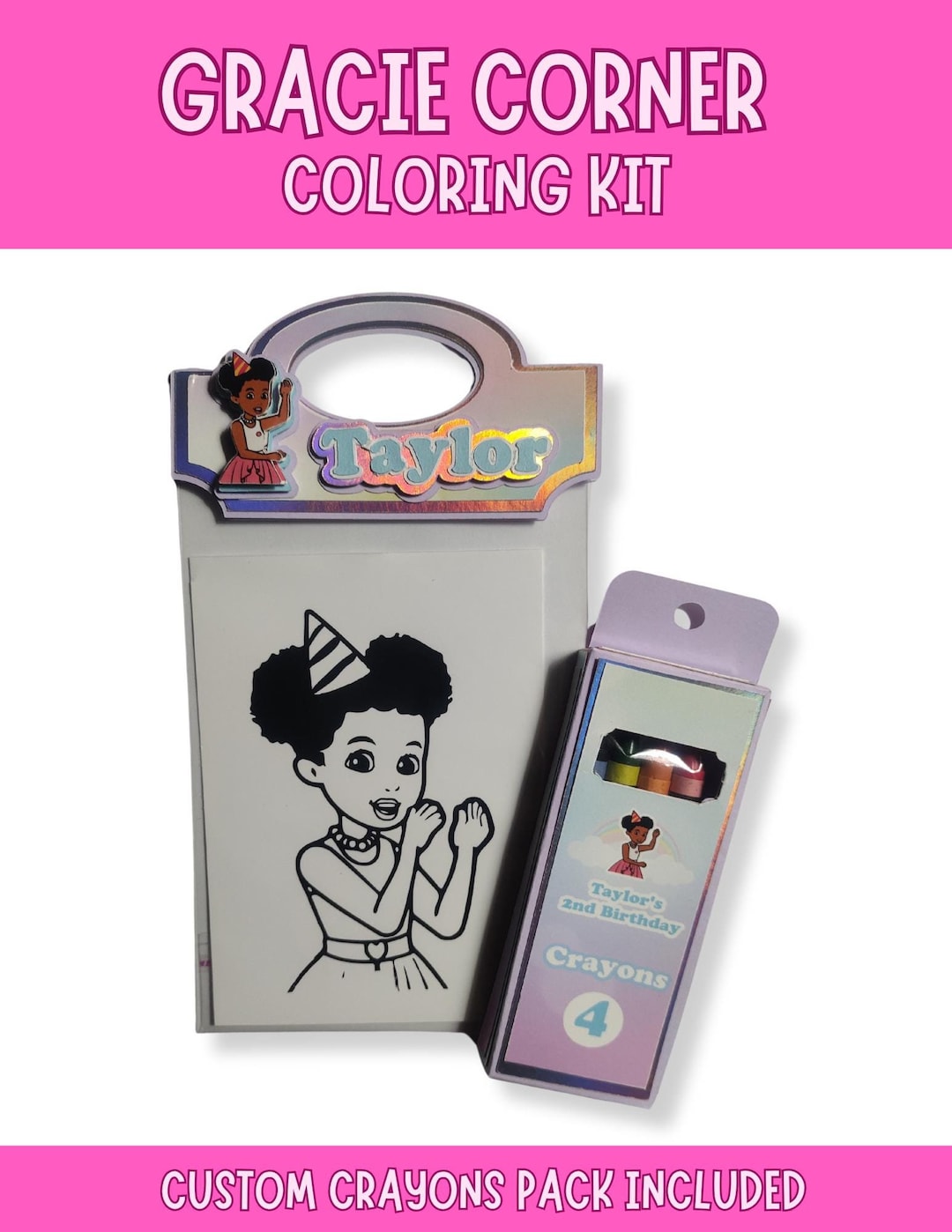 Custom Coloring Kit -gracie Coloring Packs -birthday Party Coloring ...