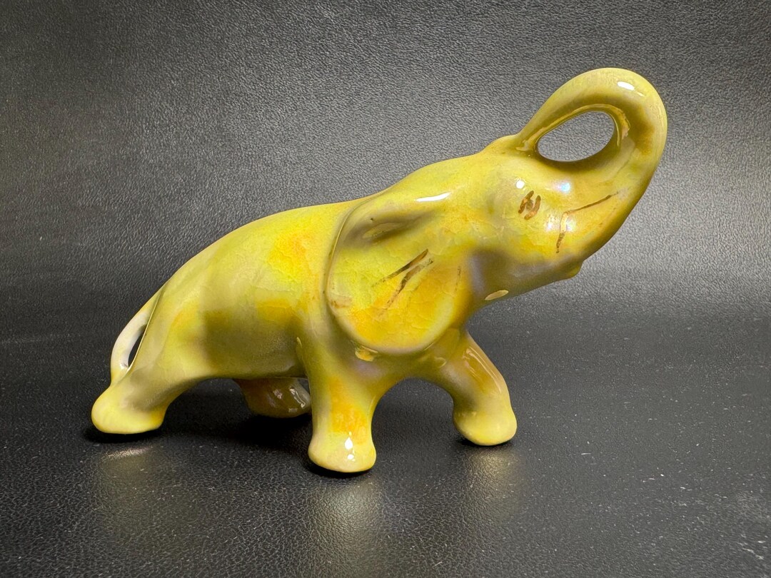 Vintage Yellow Elephant Figurine - Etsy