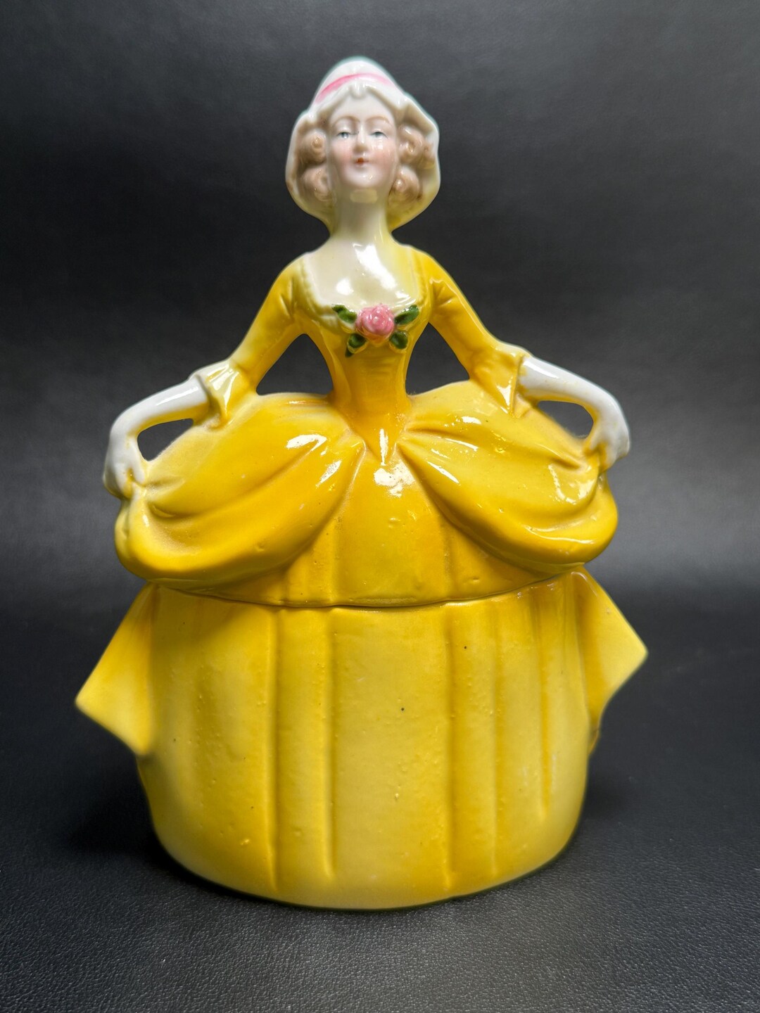 Vintage Porcelain Victorian Lady Powder Box - Etsy
