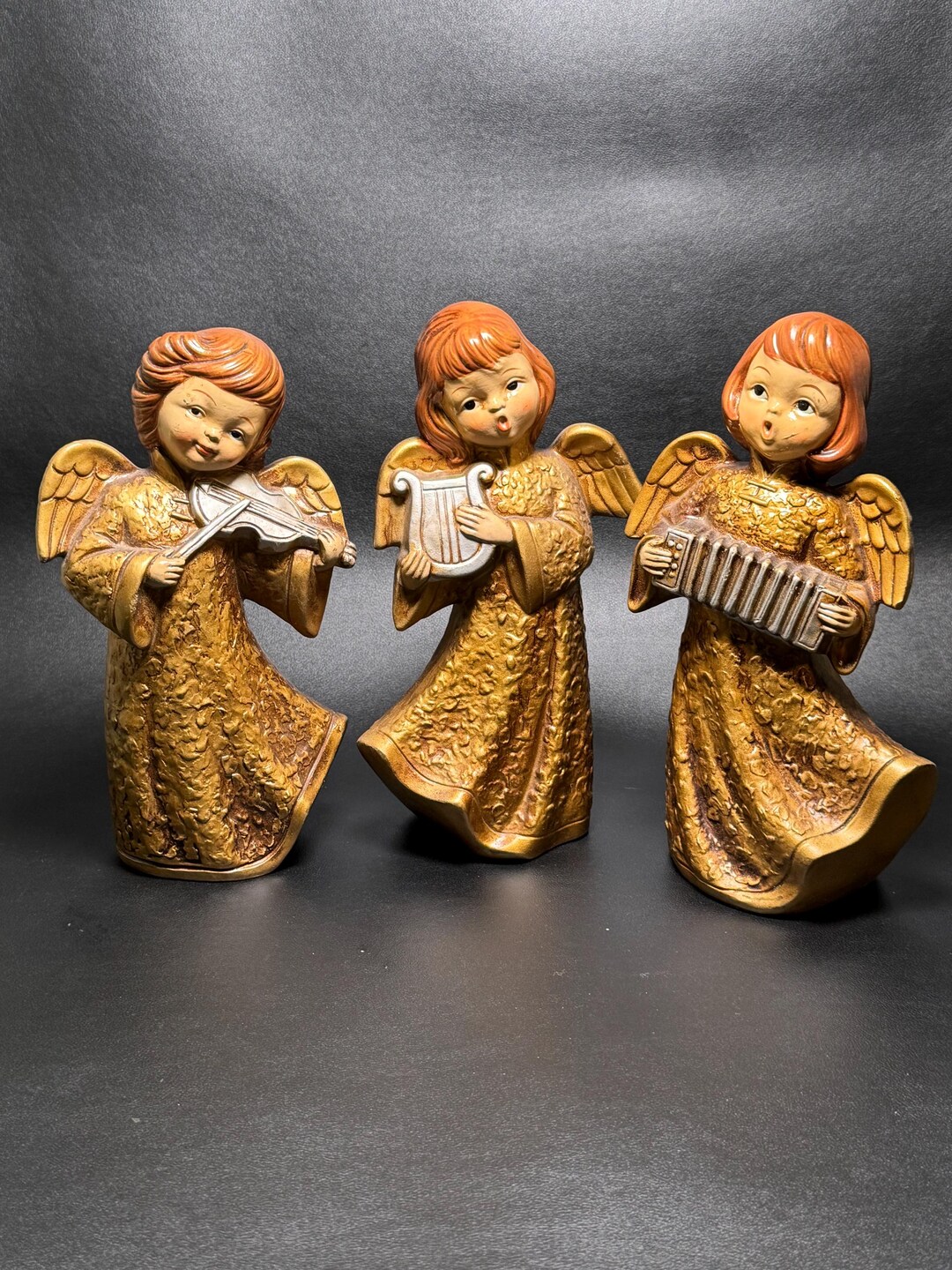 Three Musical Angel Figurines - Etsy