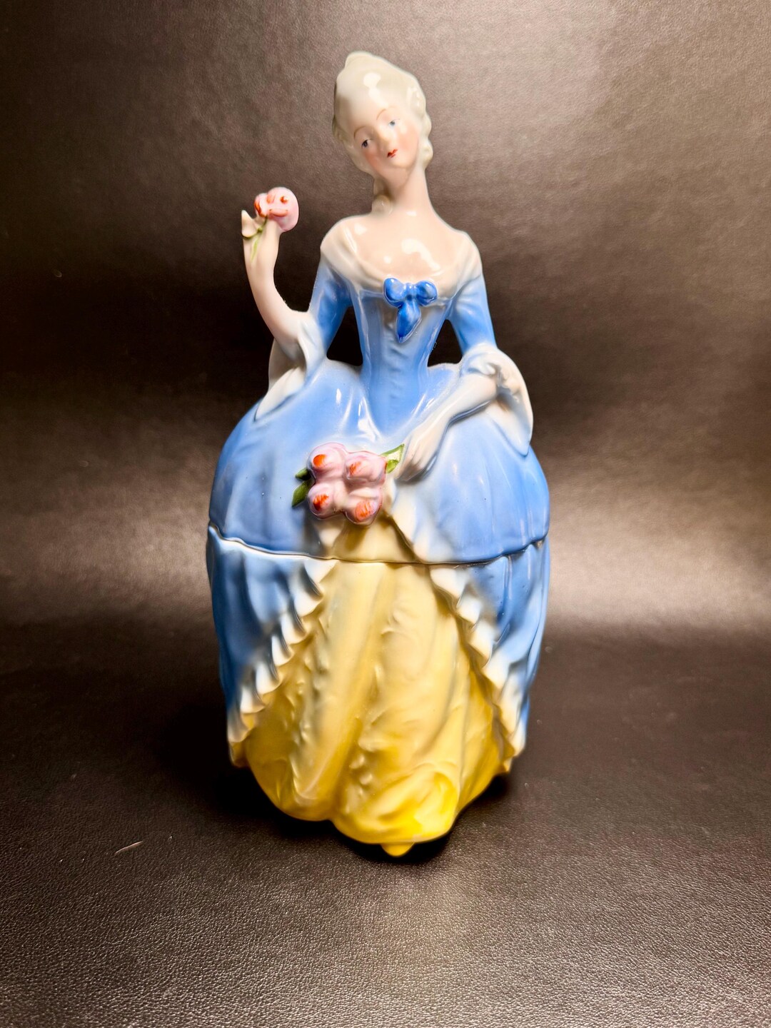 Vintage Porcelain Victorian Lady Powder Box - Etsy