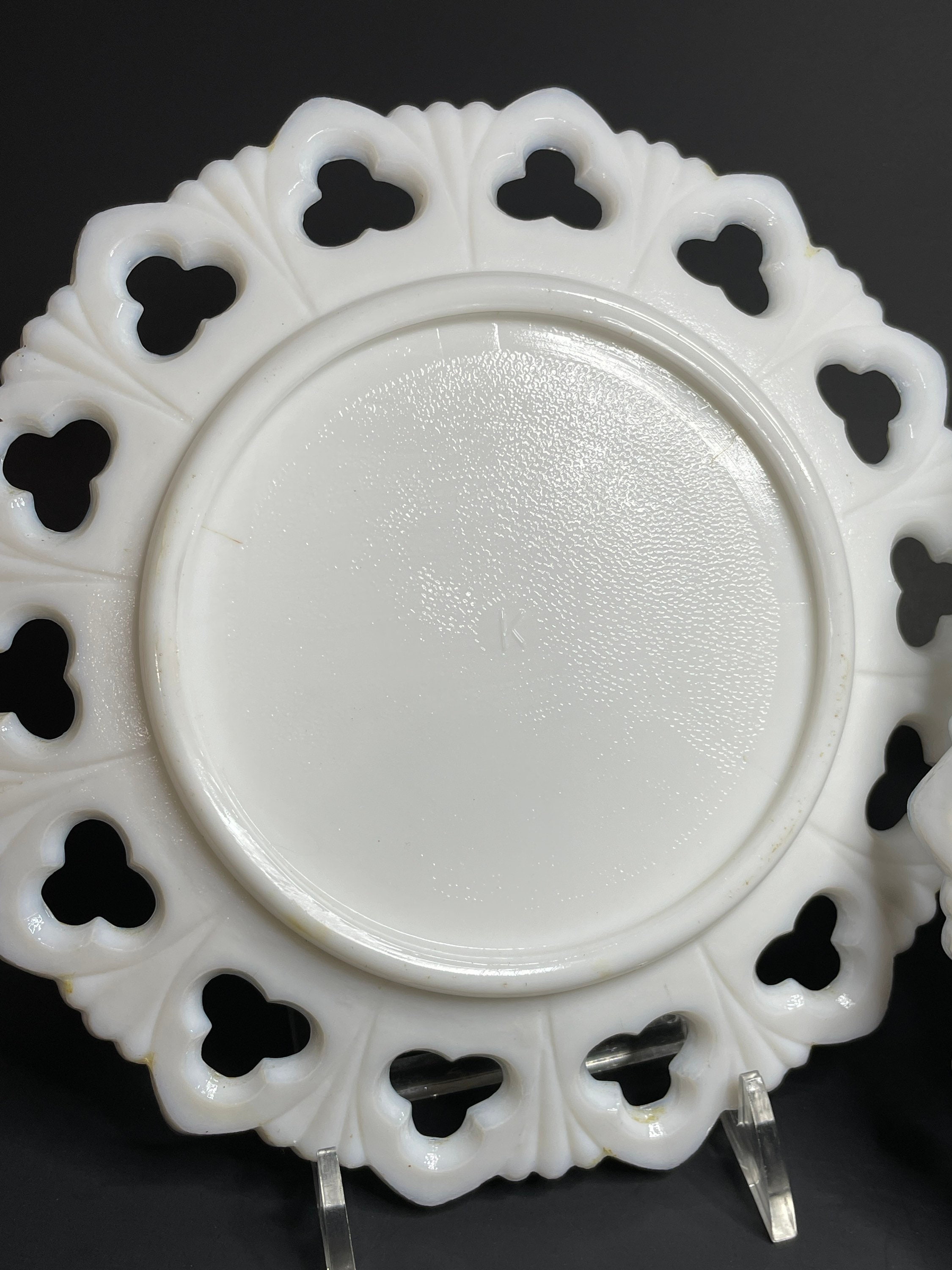 Set of Kemple Milk Glass Rose Plates - Etsy