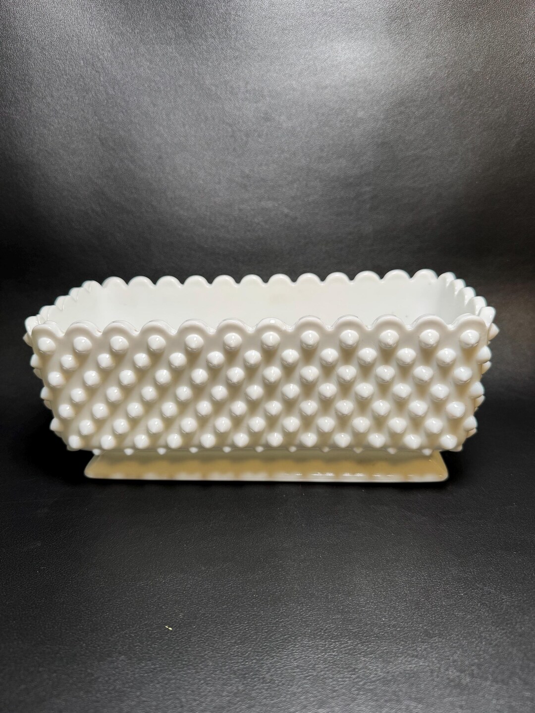 Fenton Milky Glass Hobnail Planter - Etsy