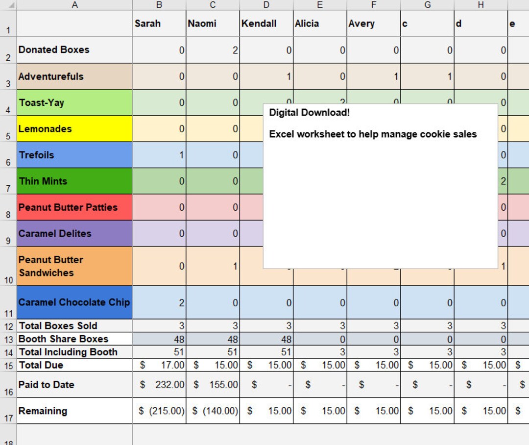 Digital Download Cookie Order Worksheet - Etsy