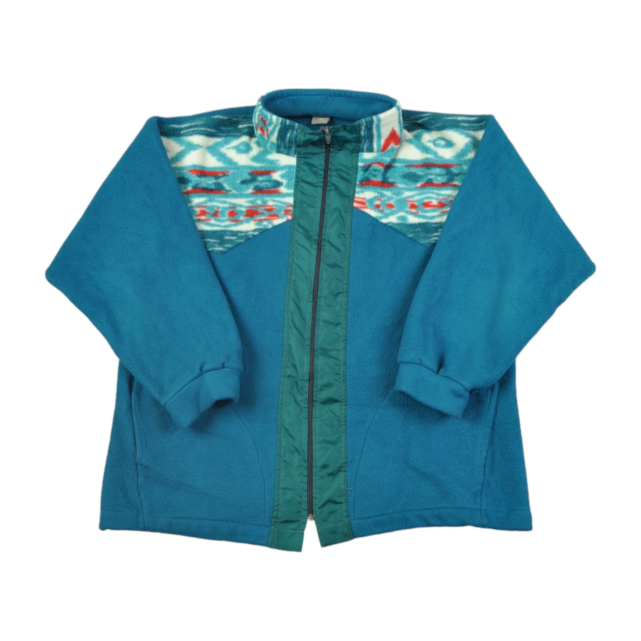 Vintage Fleece Jacket Retro Pattern Green Ladies XL - Etsy