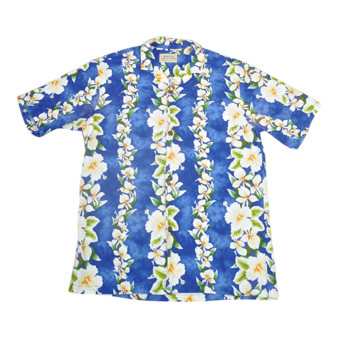 Vintage Hawaiian Shirt Flower Pattern Short Sleeve Blue Medium - Etsy