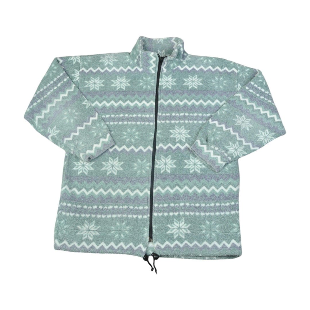 Vintage Fleece Jacket: Retro Blue Pattern, Ladies Small, 90s Style - Etsy