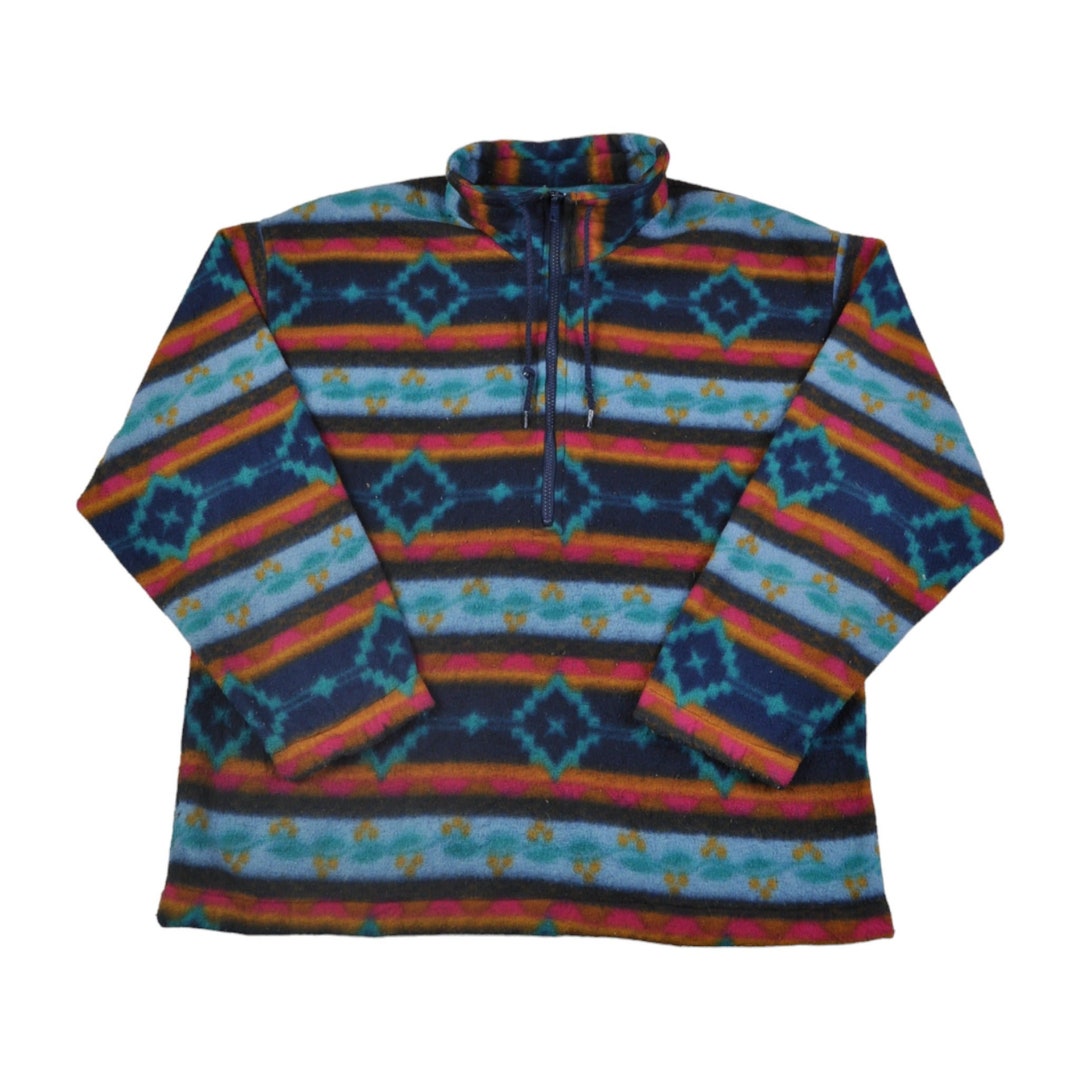 Vintage Fleece 1/4 Zip Retro Aztec Pattern Ladies Large - Etsy