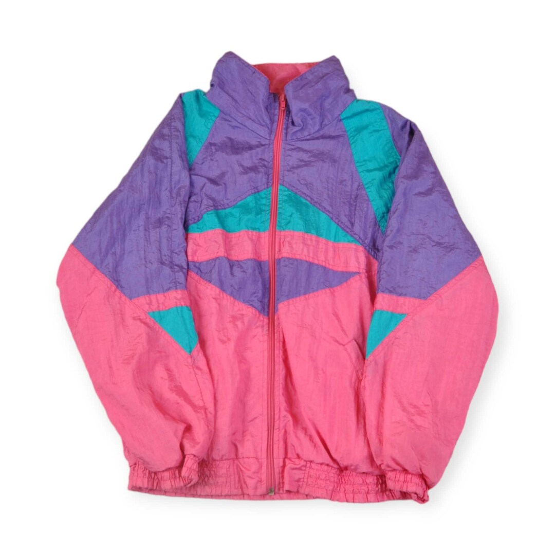 Vintage Shell Suit Jacket 80s Retro Block Colour Ladies Small - Etsy