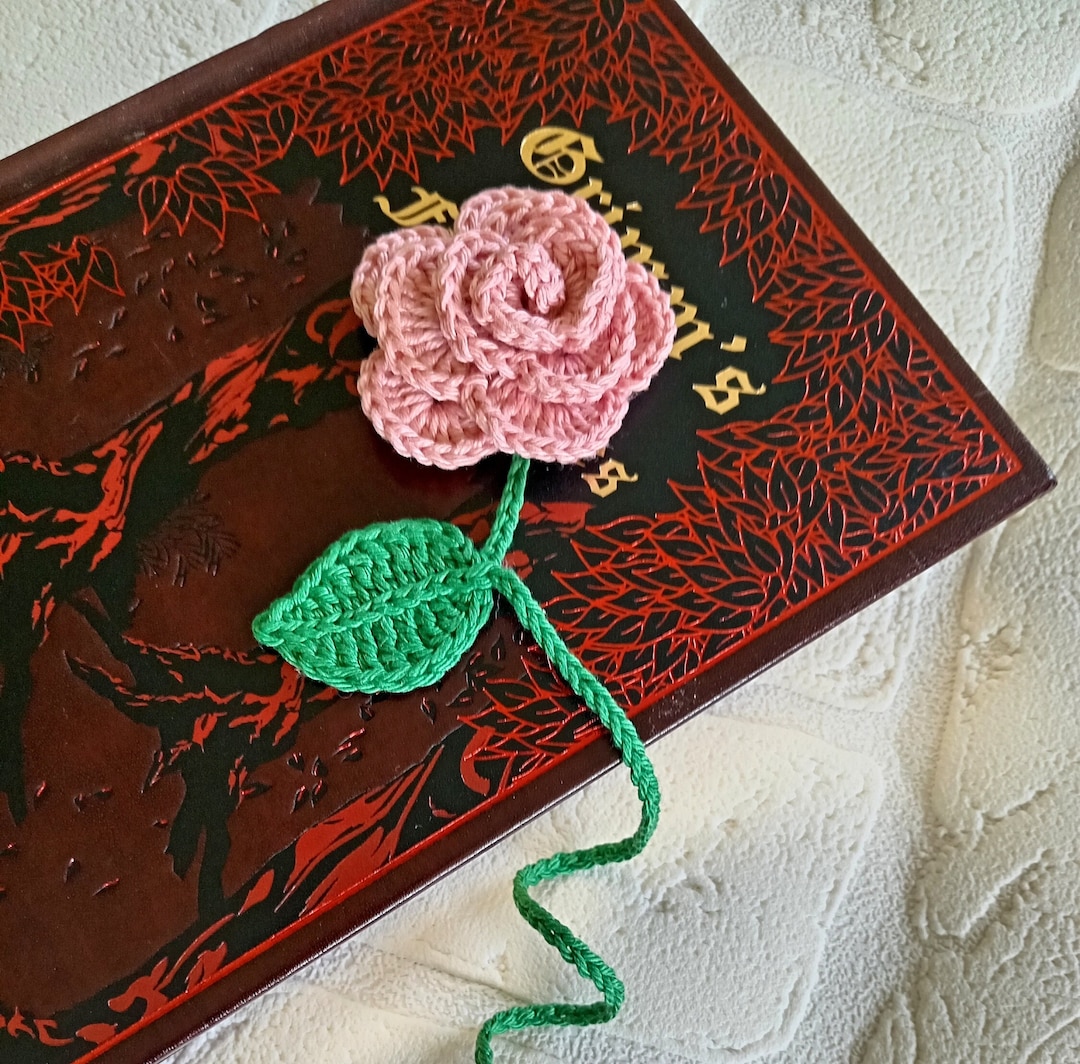 Rose Bookmark Crochet/dusty Pink Rose Bookmark/teacher's - Etsy