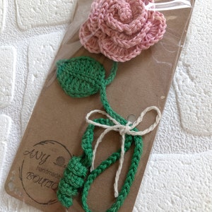 Rose Bookmark Crochet/dusty Pink Rose Bookmark/teacher's Gift/gift for ...