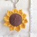 Sunflower Keychain, Crochet Sunflower Keyring, Crochet Flower Keychain ...