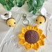 Sunflower Keychain, Crochet Sunflower Keyring, Crochet Flower Keychain ...