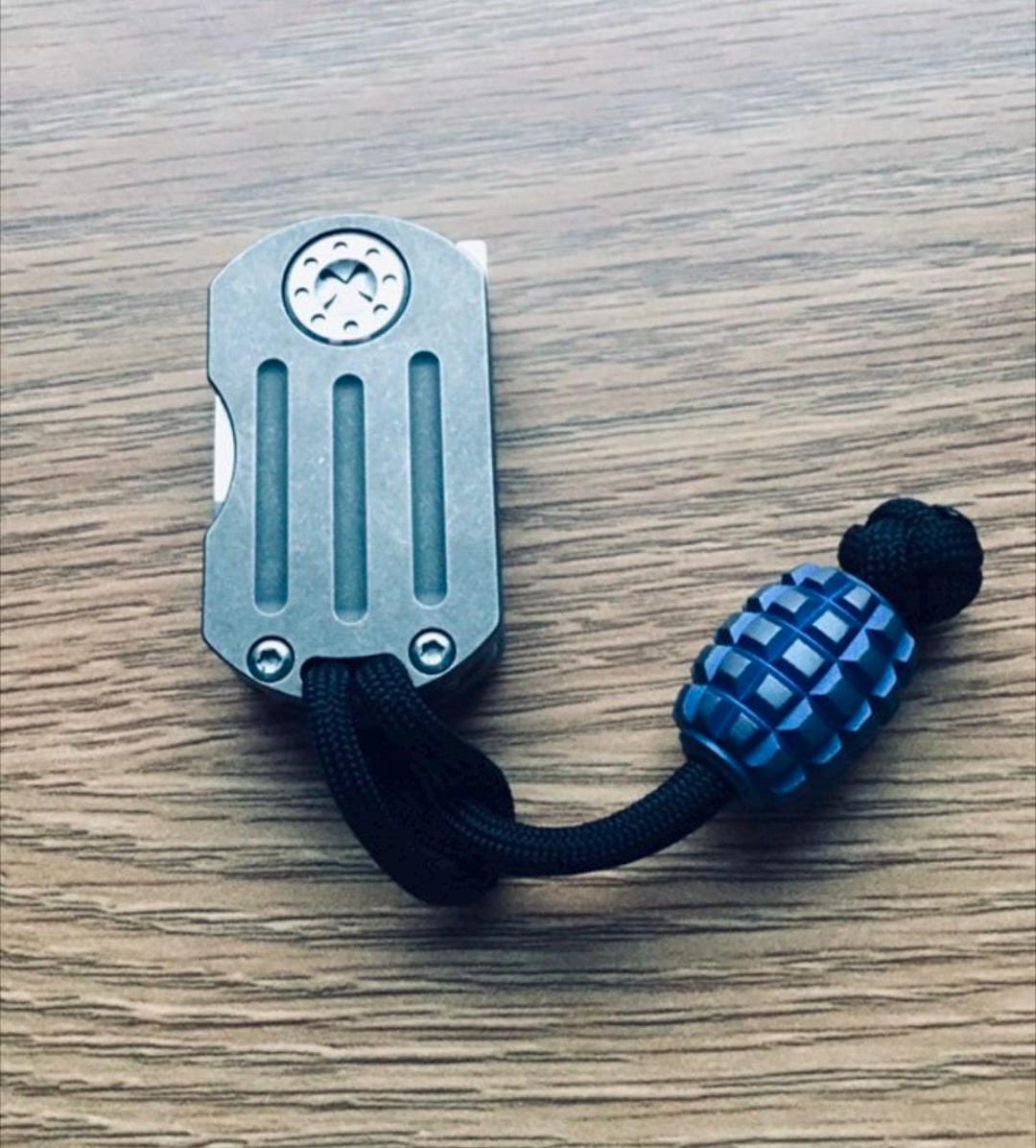 JUMBO Titanium GRENADE Knife Lanyard Bead / Anodized Blue 1x Bead per ...