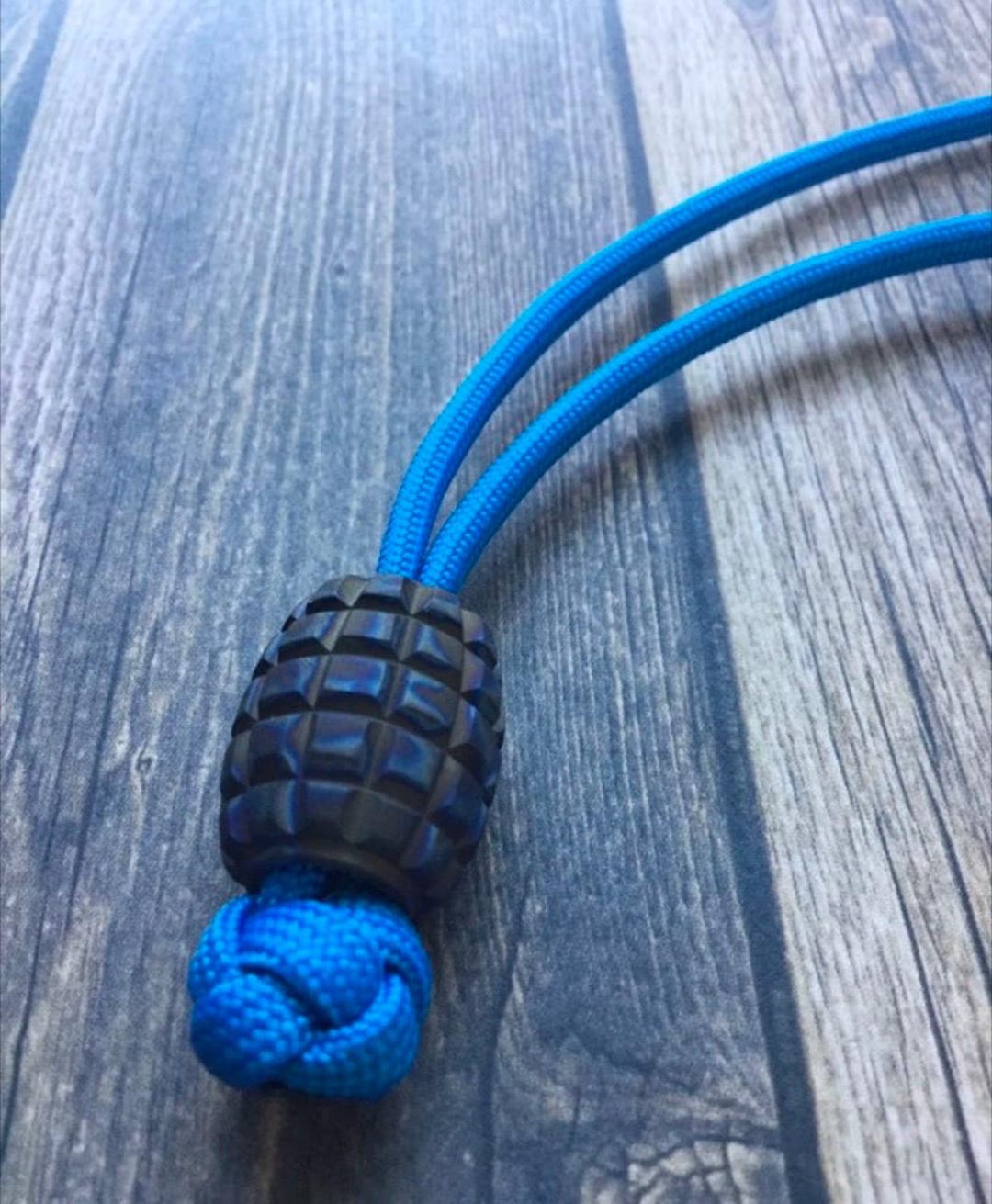 JUMBO Titanium GRENADE Knife Lanyard Bead / Torched Pattern 1x Bead per ...