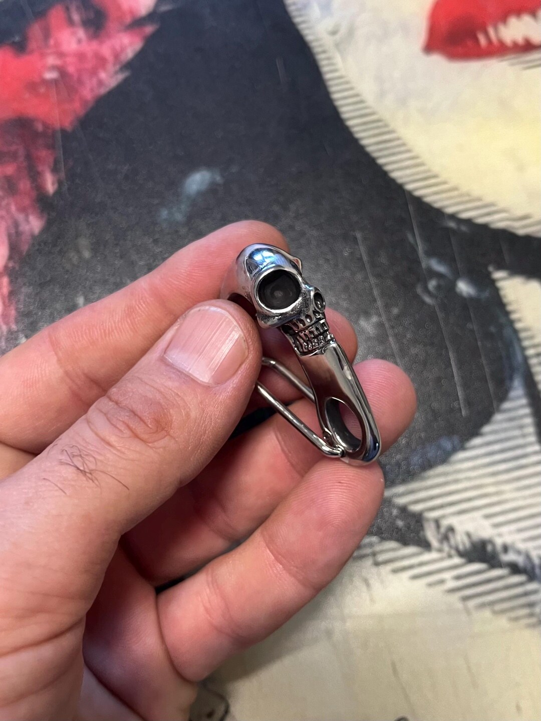 Slim Skull Keychain / Push Open Quick Release / Silver 1x Keychain - Etsy