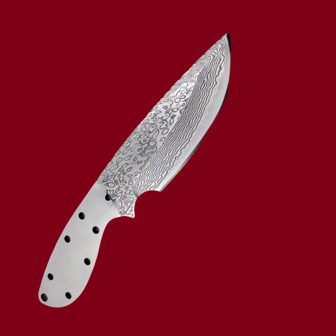 Damascus VG10 Blade Blank Full Tang Drop Point Style Fixed Blade Blank ...