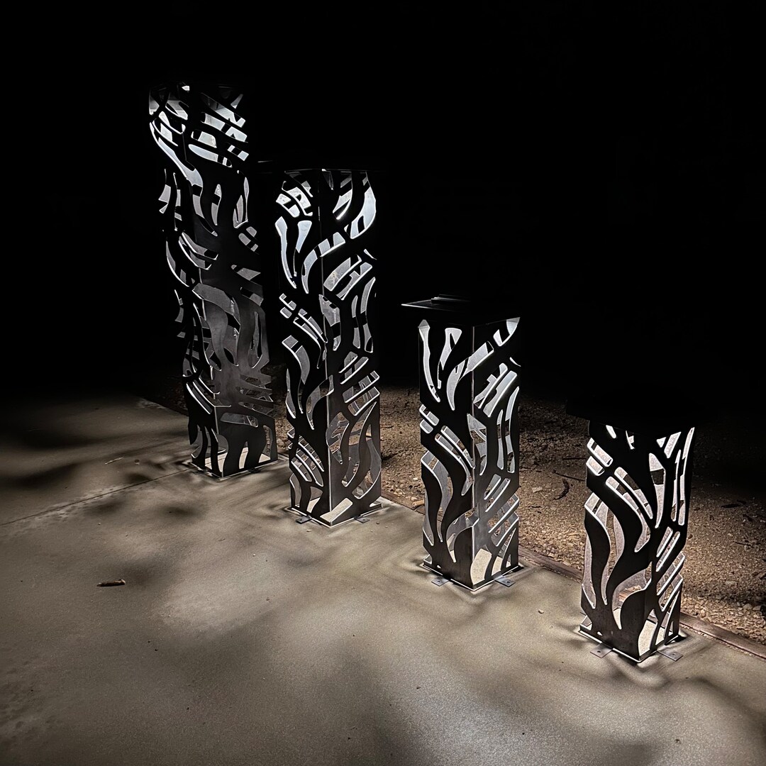 Lighted Garden Column Garden Pillar Steel Metal Art / - Etsy