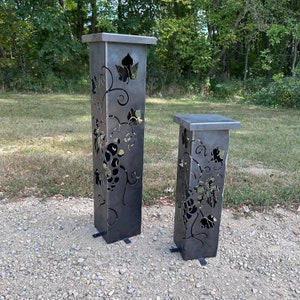Garden Column - Garden Pillar - Grape Vine / Steel Metal Art / Metal ...