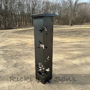 Custom Sized Garden Column W/solar Lighted Top -garden Pillar - Water ...