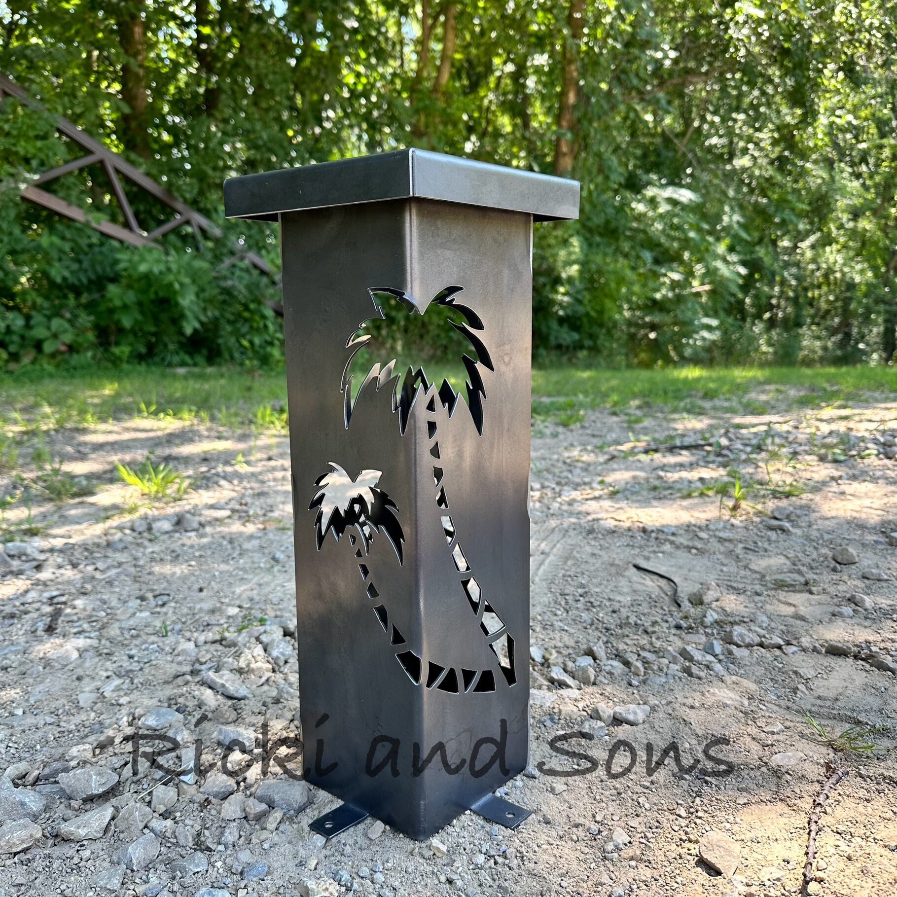 Garden Column - Garden Pillar - Palm Trees / Steel Metal Art / Metal ...