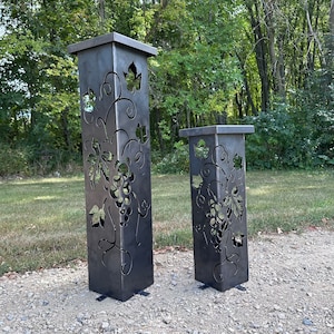 Garden Column - Garden Pillar - Grape Vine / Steel Metal Art / Metal ...