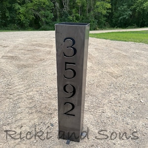 Address Column - Garden Pillar - / Steel Metal Art / Metal Decor ...