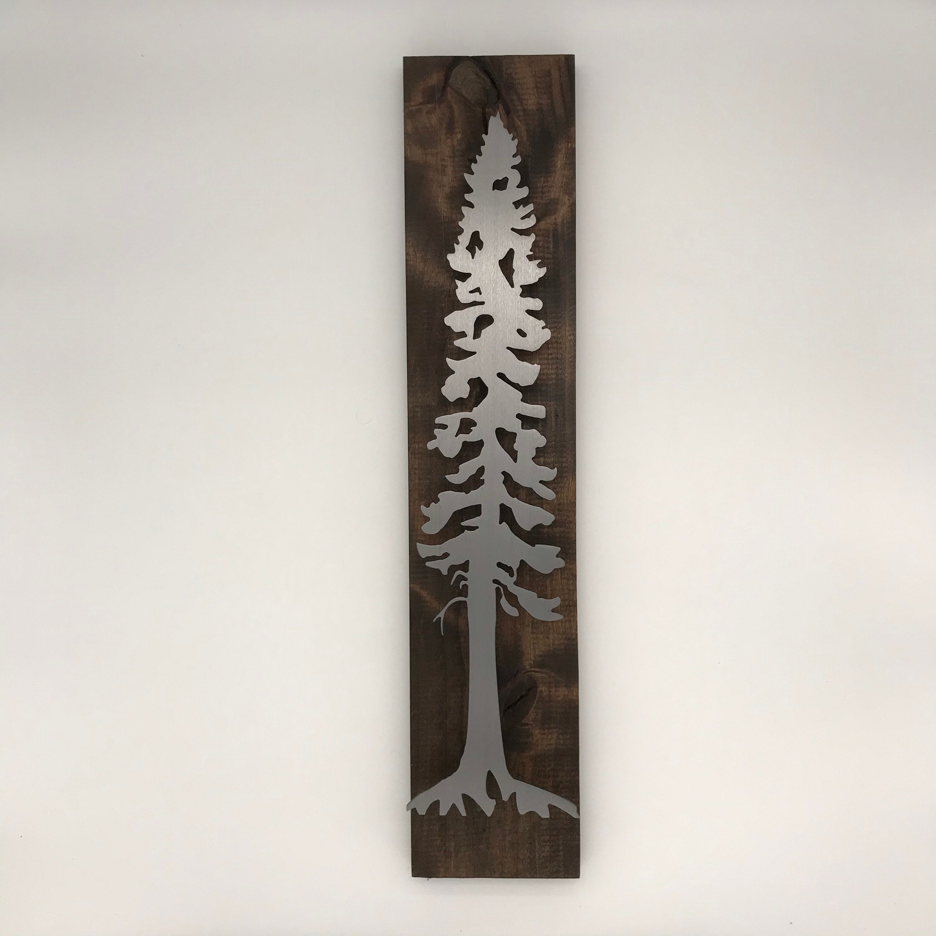 Pine Tree on Knotty Alder / Wood and Metal Signs / Rustic Sign | Etsy